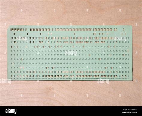 Vintage Punched Card For Computer Data Storage And Programming Stock