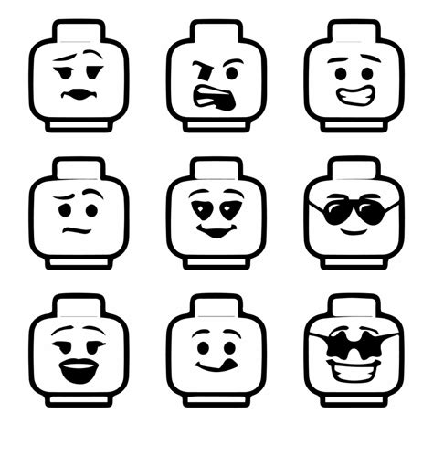 Lego Head Birthday Party Template Faces Coloring Face Printable Print
