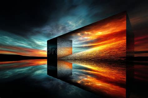 Abstract Architectural Structure Reflecting A Dramatic Sunset A