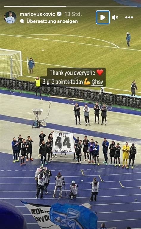 „free Vuskovic“ So Reagiert Der Hsv Verteidiger Auf Die Message Seiner