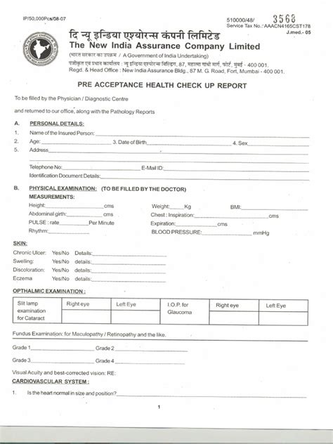 Health Checkup Report Format Pdf