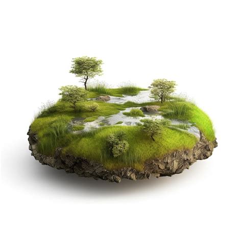 Premium Ai Image Isometric Green Grass Land Isolated On White