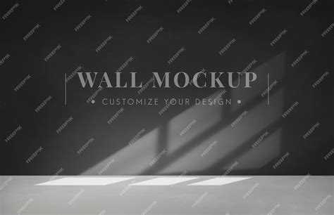 Premium Psd Empty Room With A Dark Gray Wall Mockup