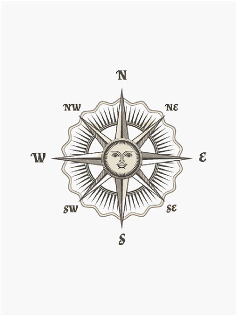 Sun Compass Sticker By Baptigoal17 Redbubble