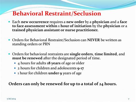 Ppt Restraint And Seclusion Overview Medical And Behavioral
