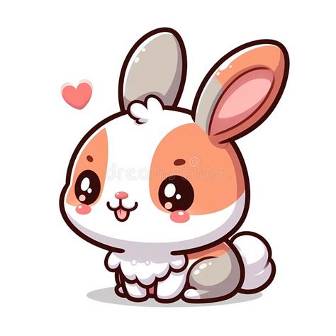 Cute Chibi Rabbit Illustration In Flat Style On White Background Isolated Stock Illustration