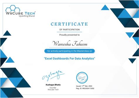 Learn Excel Dashboards For Data Analytics By Wscube Tech Wareesha