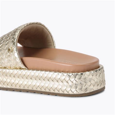 Lucca Flatform Gold Woven Flatform Sandal By Carvela