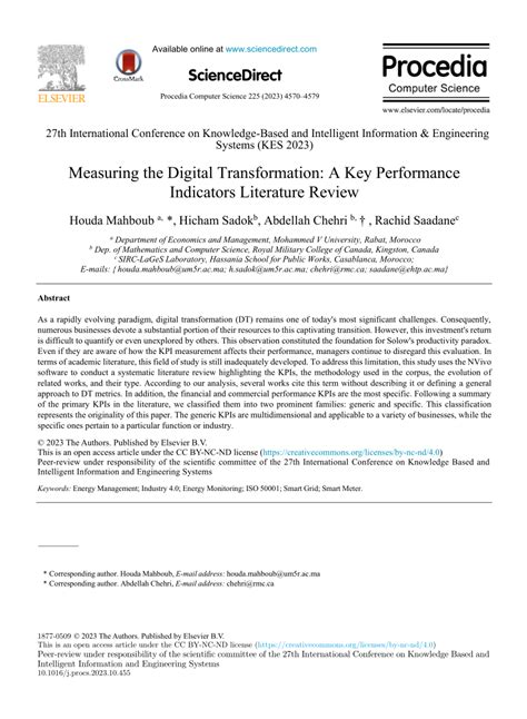 Pdf Measuring The Digital Transformation A Key Performance