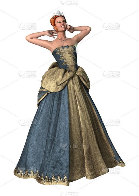 3d插图童话公主在白色