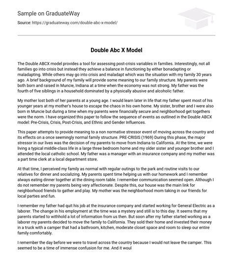 Double Abc X Model 3147 Words Free Essay Example On Graduateway