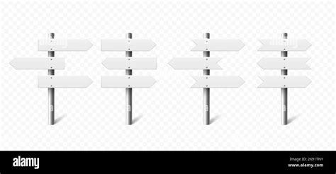 Realistic Sign Post Set Realistic Blank Road Signboard Plywood