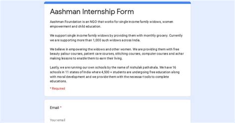 Afreen Begum On Linkedin Aashman Internship Form