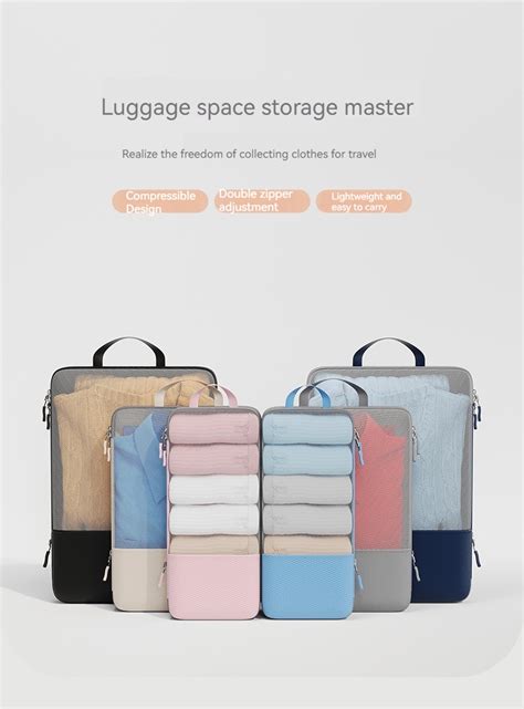 3 Piece Set Travel Organizer Bag Compression Luggage Packing Cubes