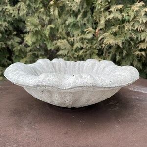 Concrete Bird Bath Bowl 13 Inch Garden Statue Modern Outdoor Yard Decor Sculpture Ornament Etsy