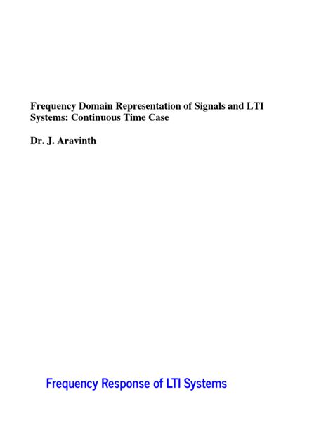 9 Frequency Domain Representation Of Signals And Lti Systems