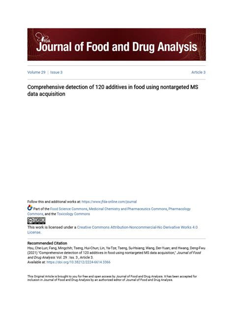 Comprehensive Detection Of 120 Additives In Food Using Nontargete