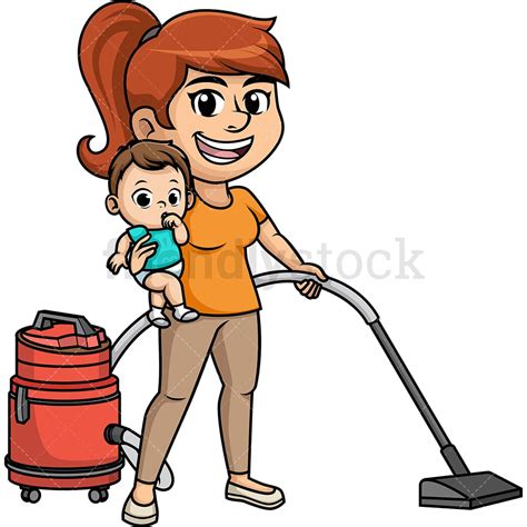 Multitasking Mom Cartoon Vector Clipart Friendlystock