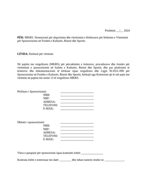 Shtojca I Forma E Kerkeses Per Vertetim Pdf
