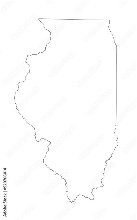 Blank Illinois Vector Map Silhouette Illustration Isolated On White