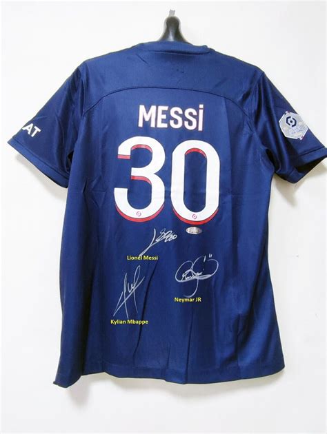 Lionel Messi And Nemyar And Kylian Mbappe Signed Shirt Psg Autographed