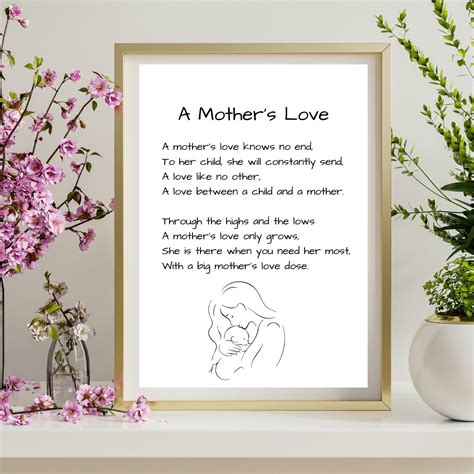 A Mothers Love A4 Poem Print Digital Download Mothers Day T
