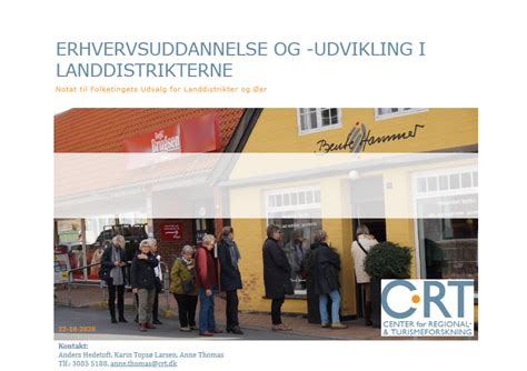 Erhvervsuddannelse Og Udvikling I Landdistrikterne Viden Om Landet
