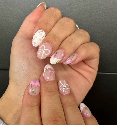 Cute Nails With Bows On Them Pretty Bow Nails Spring Nails Trendy Nails