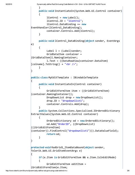 Dynamically Define Rad Grid Using Code Behind In C Grid Ui For Asp Pdf