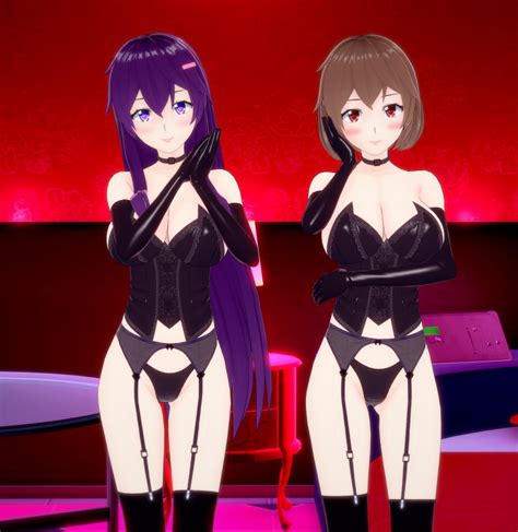 Rule 34 3d Brown Hair Chara Collar Corset Crossover Doki Doki