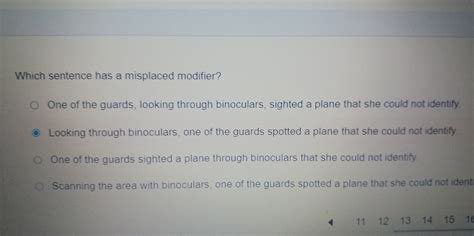 Which Sentence Has A Misplaced Modifier One Of The Guards Looking