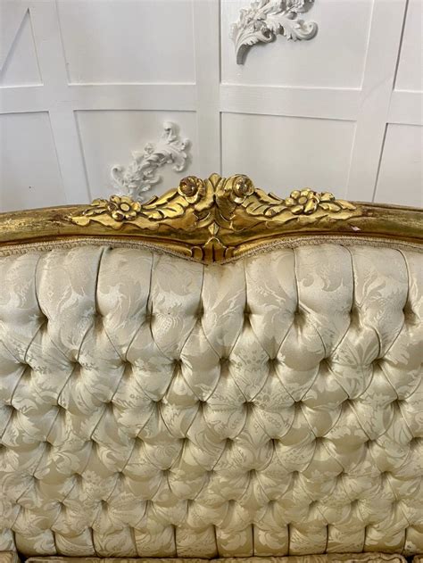 Quality Antique Victorian Large Carved French Gilded Settee