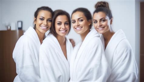 Premium Ai Image Attractive Girls In Hotel Towels