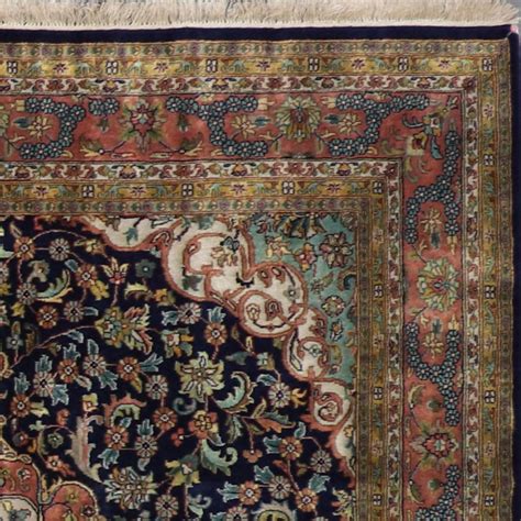 65”x65” Traditional Navy Kerman Wool Hand Knotted Rug Rug Import