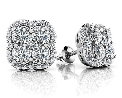 Lucky In Love Designer Stud Earrings In White Yellow Or Rose Gold