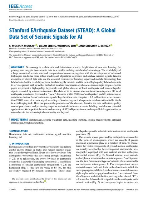 stanford earthquake dataset stead a global data set of seismic