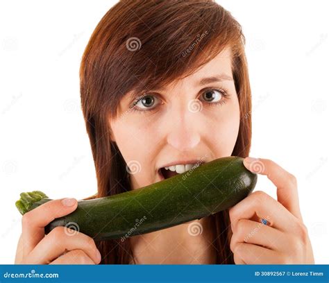 The Woman Has A Zucchini In Her Hands Stock Image Image Of Stand