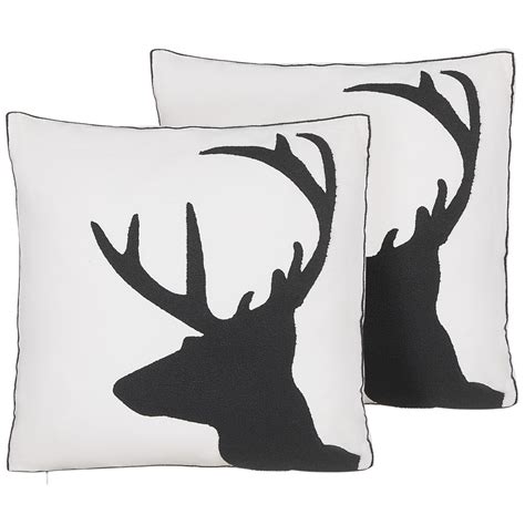 Set 2 Cotton Cushions White Shadrack 45 X 45 Cm Skroutzgr
