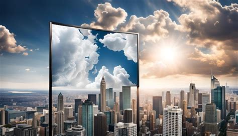 Magnified Clouds And Billboard On City Skyline Premium Ai Generated Image