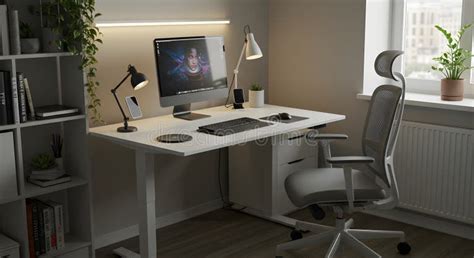Minimalist Ergonomic Home Office Desk Stock Illustration Illustration