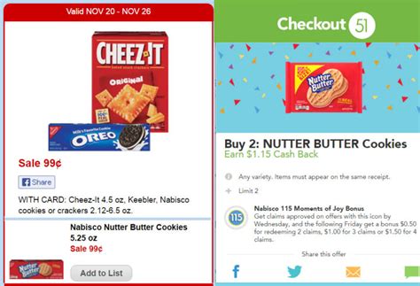 Nabisco Nutter Butter Cookies 4¢ Each