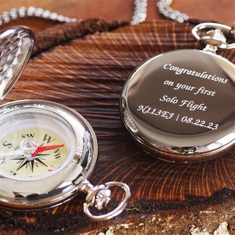 Engraved Compass Etsy