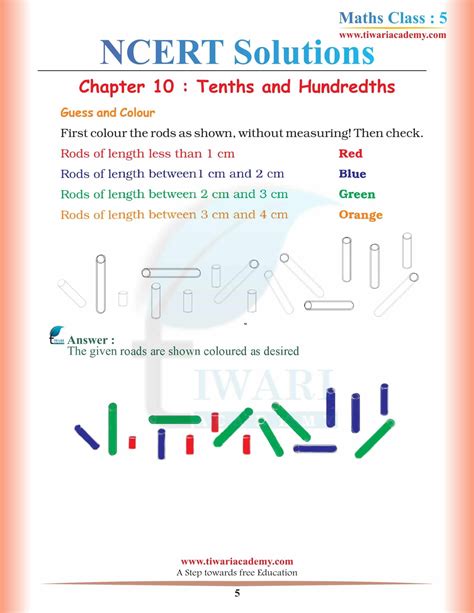 Ncert Solutions For Class 5 Maths Chapter 10 Tenths And Hundredths