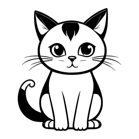 Cute Cat Black And White Vector Art Icons And Graphics For Free Download