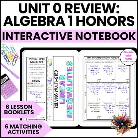 Back To School Honors Algebra 1 Review Interactive Notebook Pre