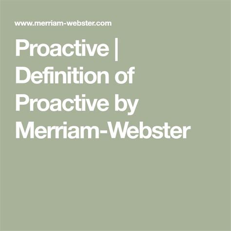 Proactive Definition Of Proactive By Merriam Webster Proactive