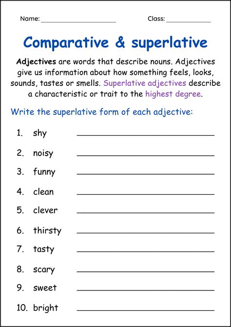 Adjectives Worksheets For Grade 7