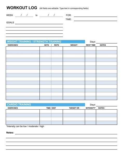 Weight Chart Tracker Printable