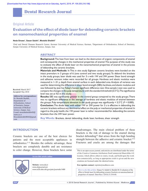 Pdf Evaluation Of The Effect Of Diode Laser For Debonding Ceramic