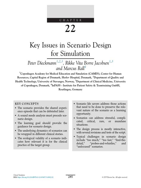 22 Key Issues In Scenario Design For Simulation Pdf